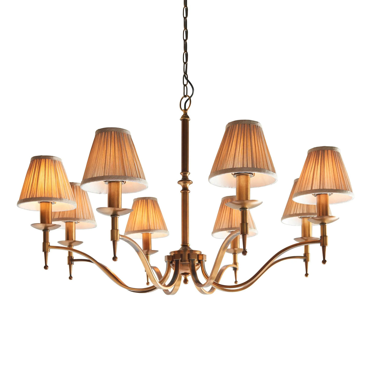 Endon lighting Stanford antique brass range 63629 - 8 lamp Pendant ...