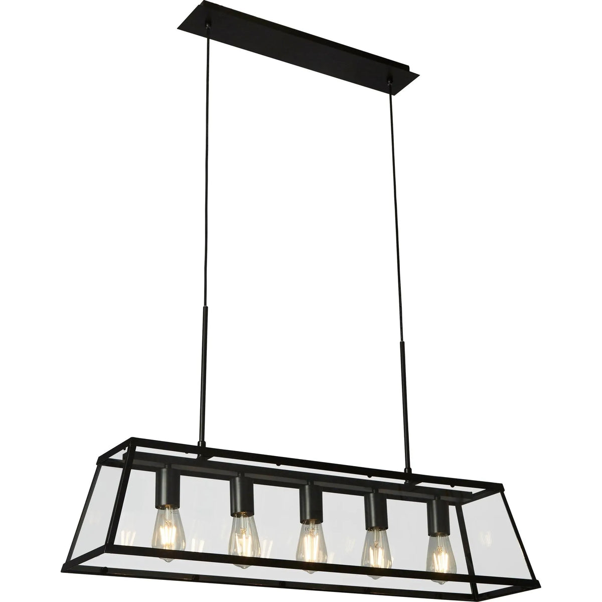 Searchlight Voyager 5Lt Bar Pendant - Black Metal & Glass Part Number ...
