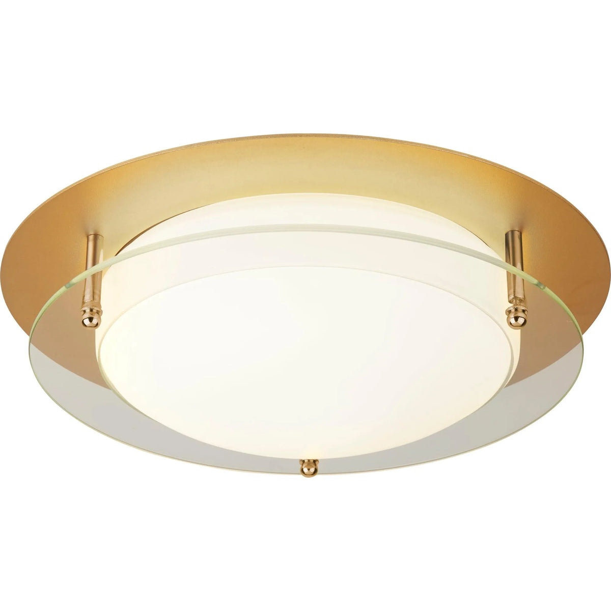 Searchlight Bathroom Flush LED Light, 38cm - Gold With Glass Halo Ring ...